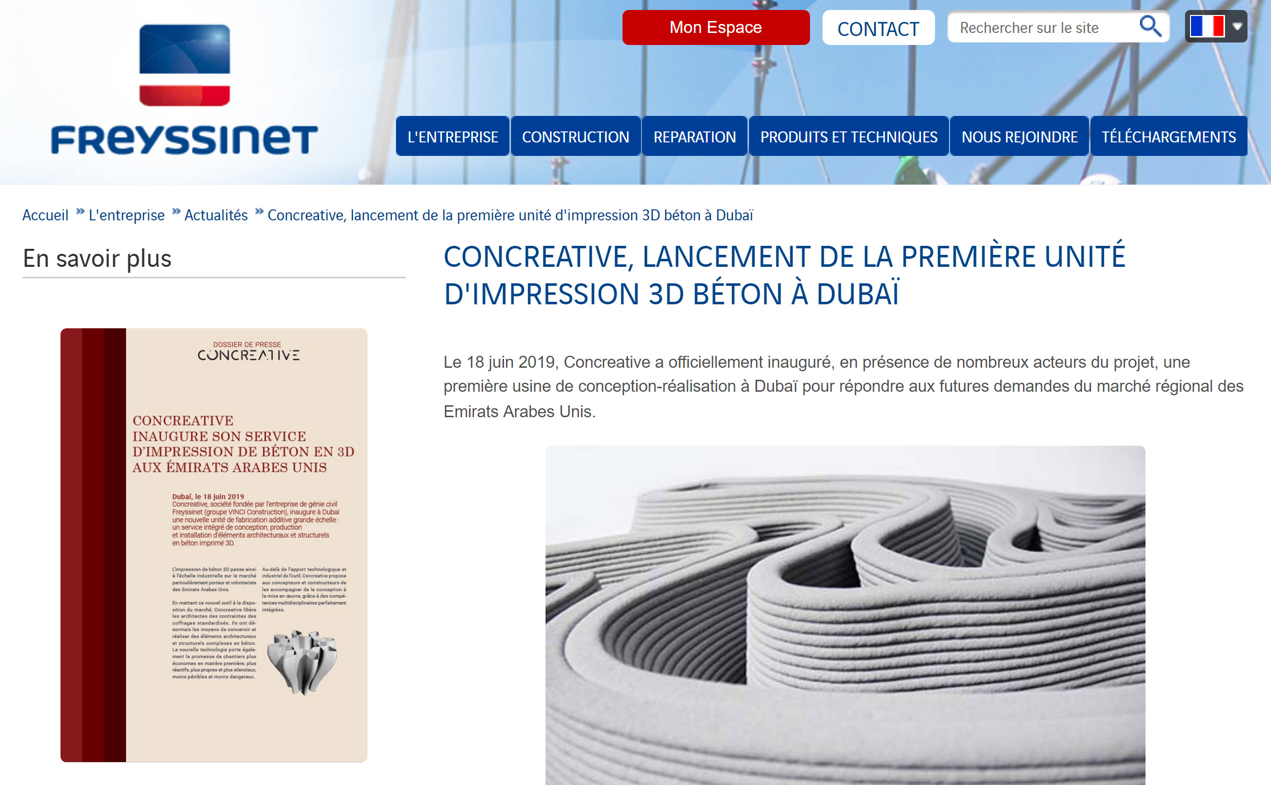 Freyssinet, filiale de VINCI Construction a lancé sa première unité d ...