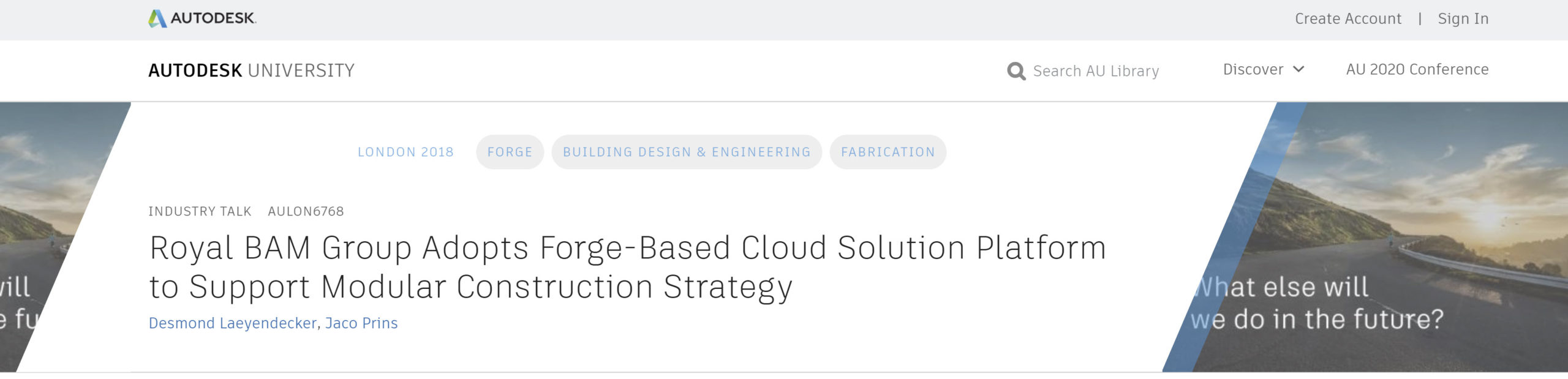 Autodesk University – Royal BAM Group adopte une plateforme de solution ...